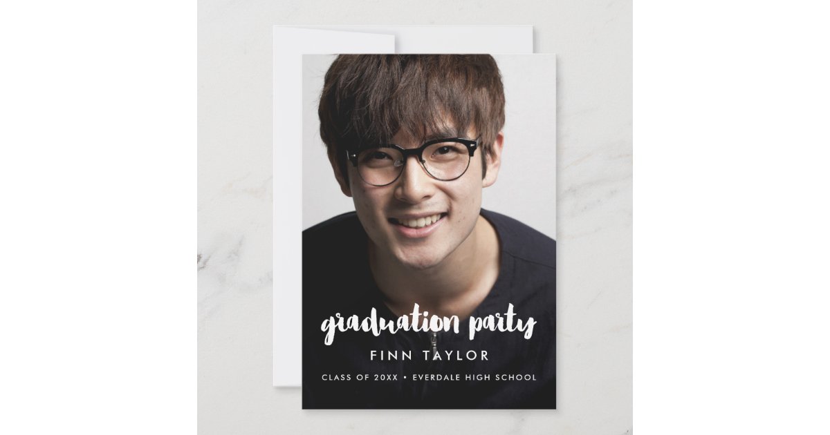 Modern font graduation photo invitation | Zazzle