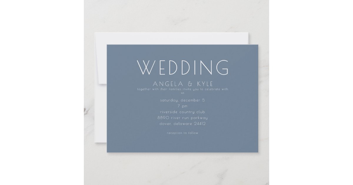 Modern Font Periwinkle Horizontal Wedding Invitation | Zazzle