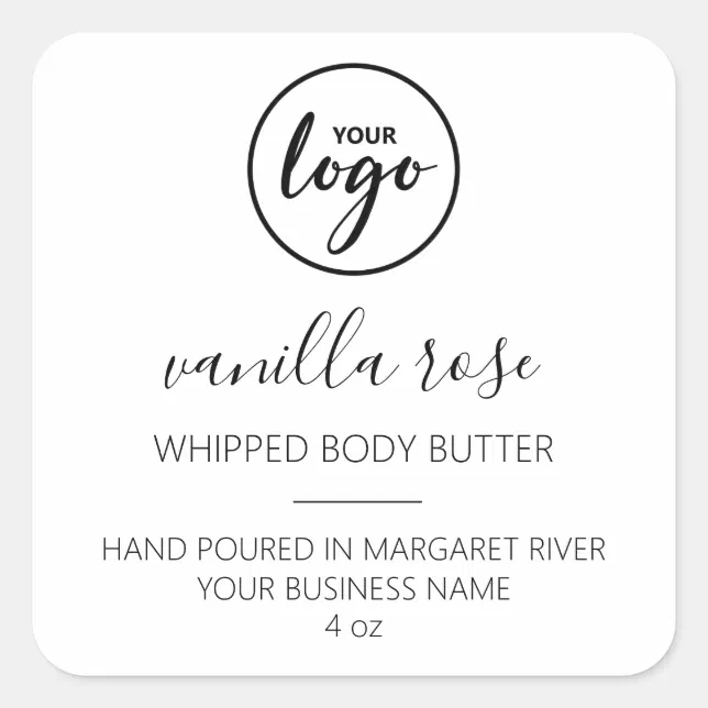Modern Font White Whipped Body Butter Logo Labels | Zazzle