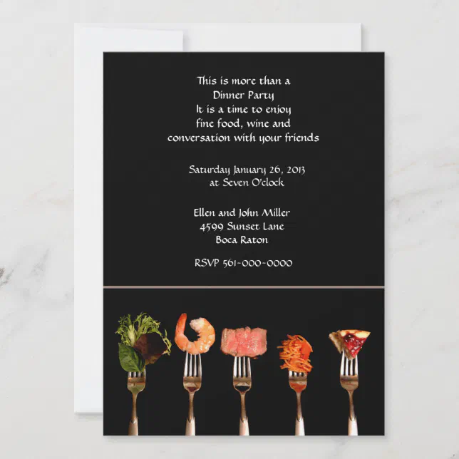 Modern Food on Forks Dinner Party Invitation | Zazzle