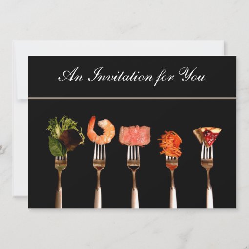 Modern Food on Forks Dinner Party Invitation | Zazzle