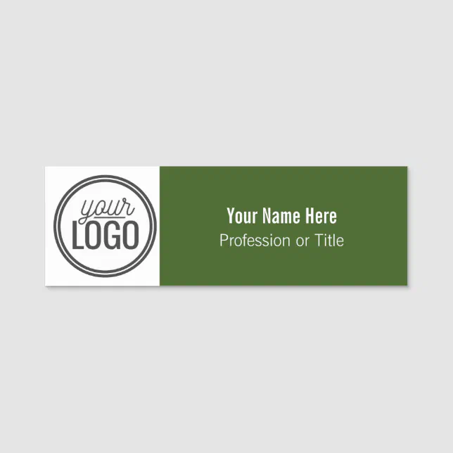 Modern Forest Green Color Block Professional Name Tag | Zazzle
