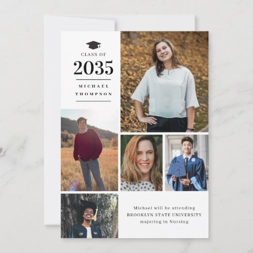 Modern Formal GRADUATE Grad Cap Photo Graduation Announcement | Zazzle