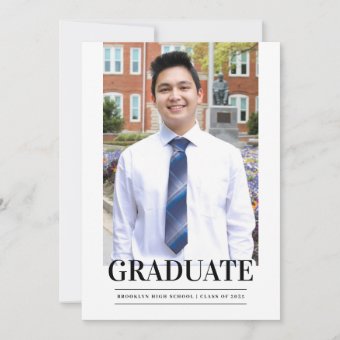Modern Formal GRADUATE Grad Cap Photo Graduation Announcement | Zazzle