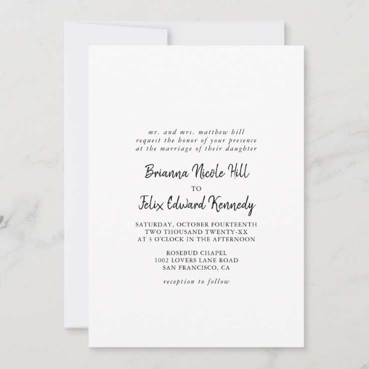 Modern Formal Wedding Invitation | Zazzle