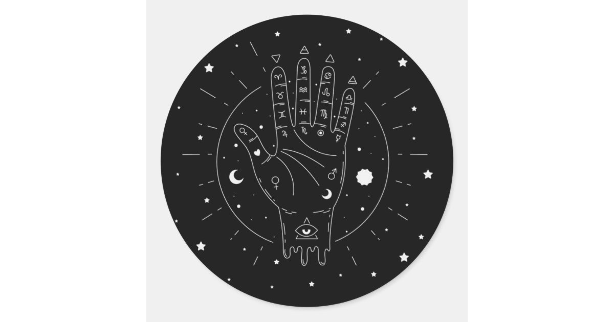 Modern Fortune Teller Palmistry Mystic Classic Round Sticker | Zazzle
