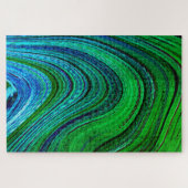Modern Fractal Art Waves Wavy Green Blue Abstract Jigsaw Puzzle | Zazzle