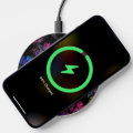 Modern fractal pattern on black custom wireless charger | Zazzle