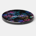Modern fractal pattern on black custom wireless charger | Zazzle
