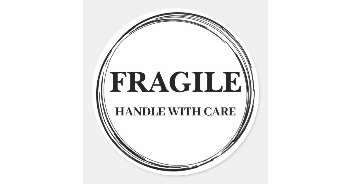 Modern Fragile Label Round Sticker | Zazzle
