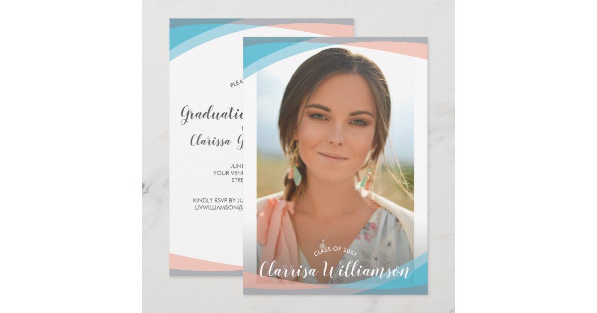 Modern Frame Grad Photo Graduation Announcement | Zazzle