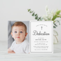 modern frame photo Dedication invitation | Zazzle