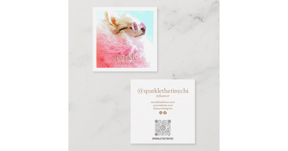 Modern Frame Photo Scannable QR Code Square Business Card | Zazzle