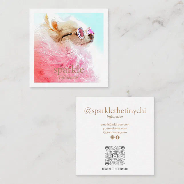 Modern Frame Photo Scannable QR Code Square Business Card | Zazzle