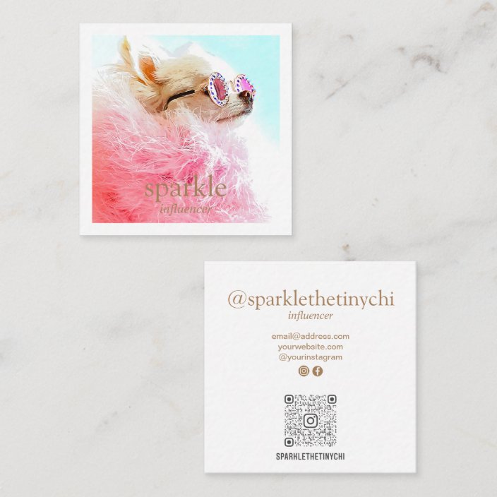 Modern Frame Photo Scannable QR Code Square Business Card | Zazzle.com