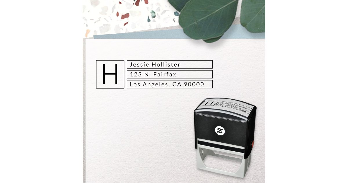 Modern Framed Monogram Return Address Self-inking Stamp | Zazzle