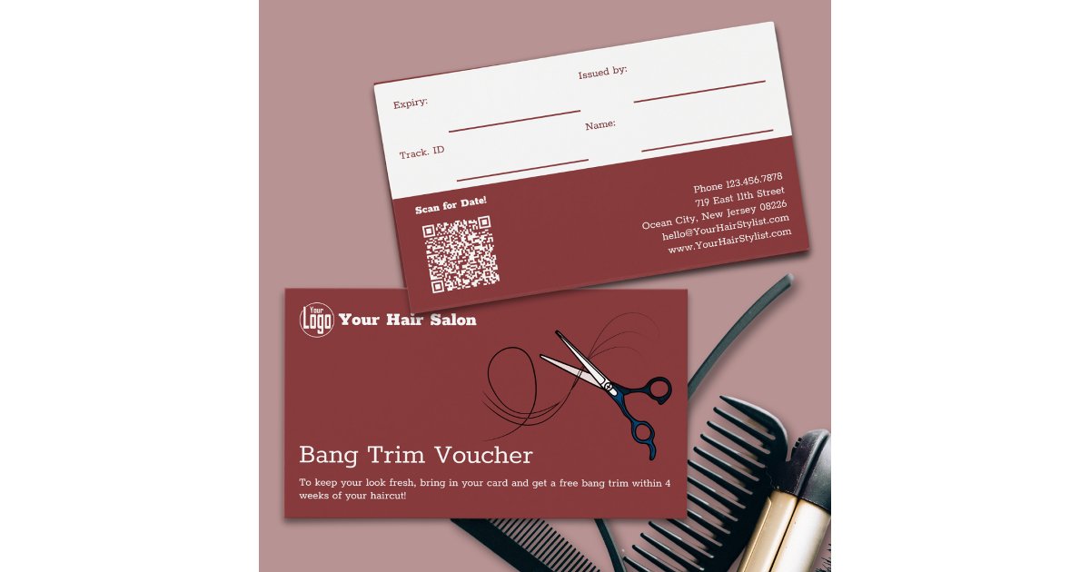 Modern Free Bang Trim Voucher Card | Zazzle