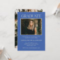Modern French Blue Two Photo Graduation Party Invitation | Zazzle