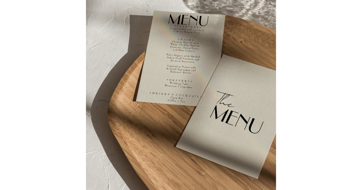 Modern French Funky Retro Whimsical Wedding Menu | Zazzle