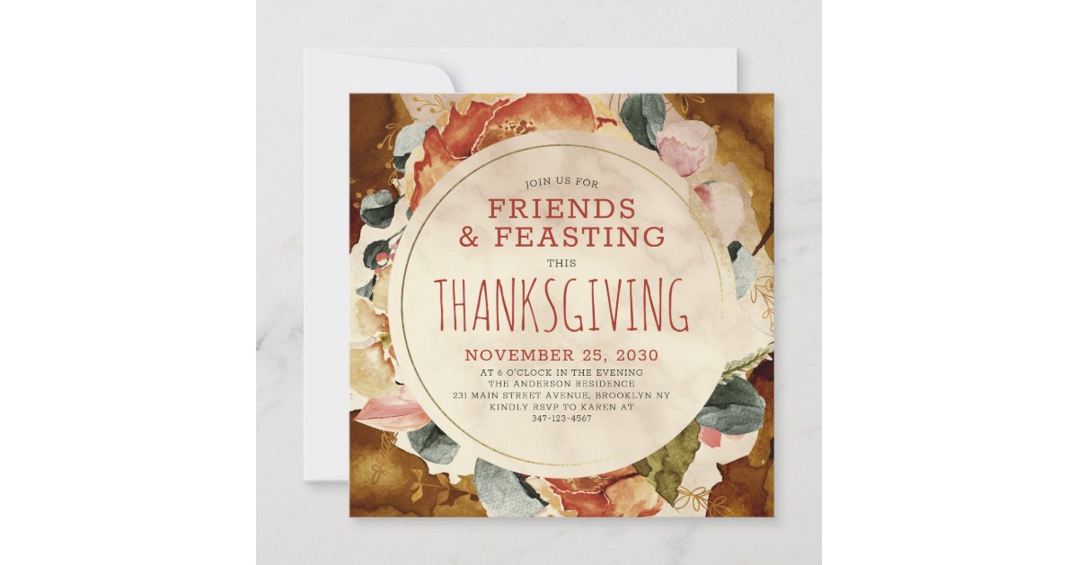 Modern Friends Feasting Friendsgiving Thanksgiving Invitation | Zazzle
