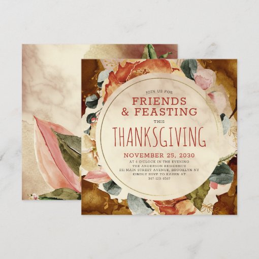 Modern Friends Feasting Friendsgiving Thanksgiving Invitation | Zazzle