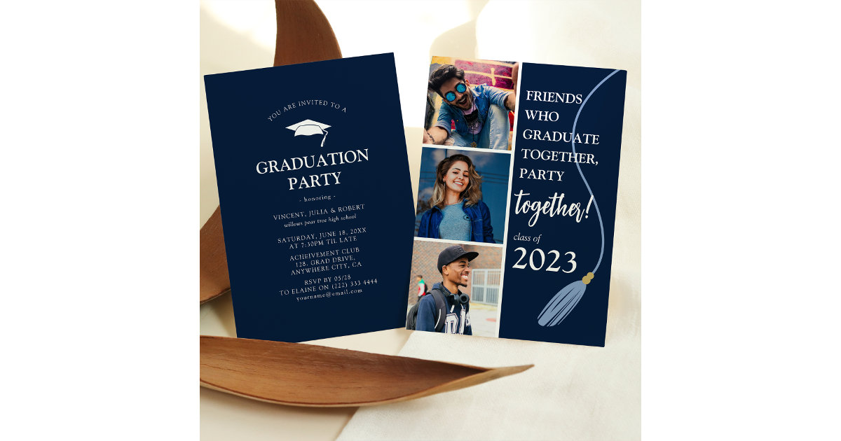 Modern 'Friends' Graduation Party Photo Collage Invitation | Zazzle