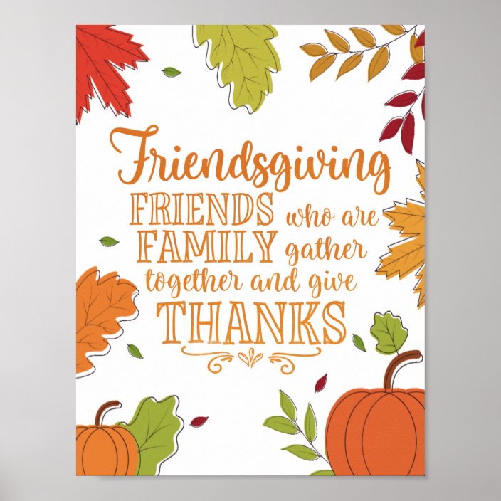 Modern Friendsgiving Quote with Colorful Border Poster | Zazzle.com