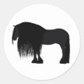 Modern Friesian Horse Illustration Classic Round Sticker | Zazzle