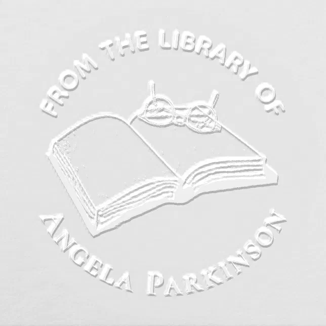 Modern From The Library Of Library Book Glasses Embosser | Zazzle