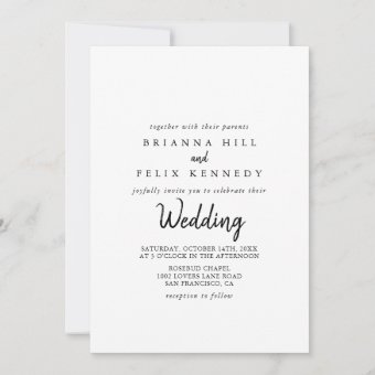 Modern Front & Back Wedding Invitation | Zazzle