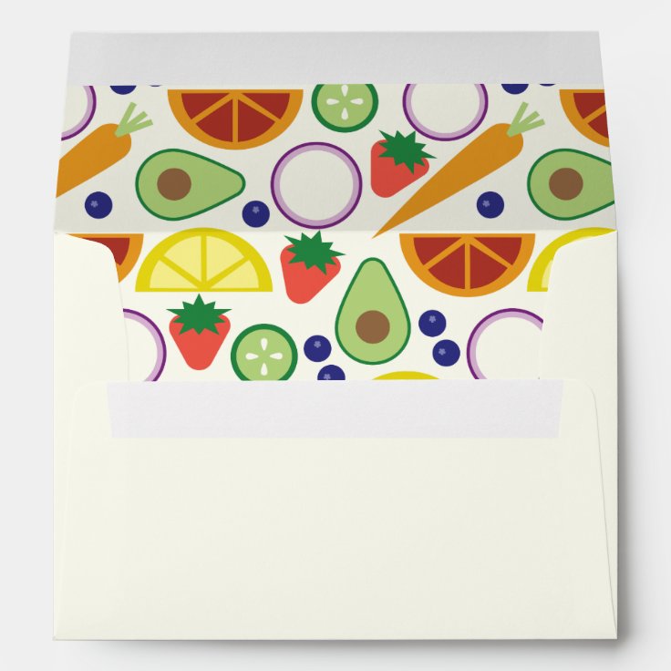 Modern Fruits and Vegetables Custom Patterned Envelope | Zazzle