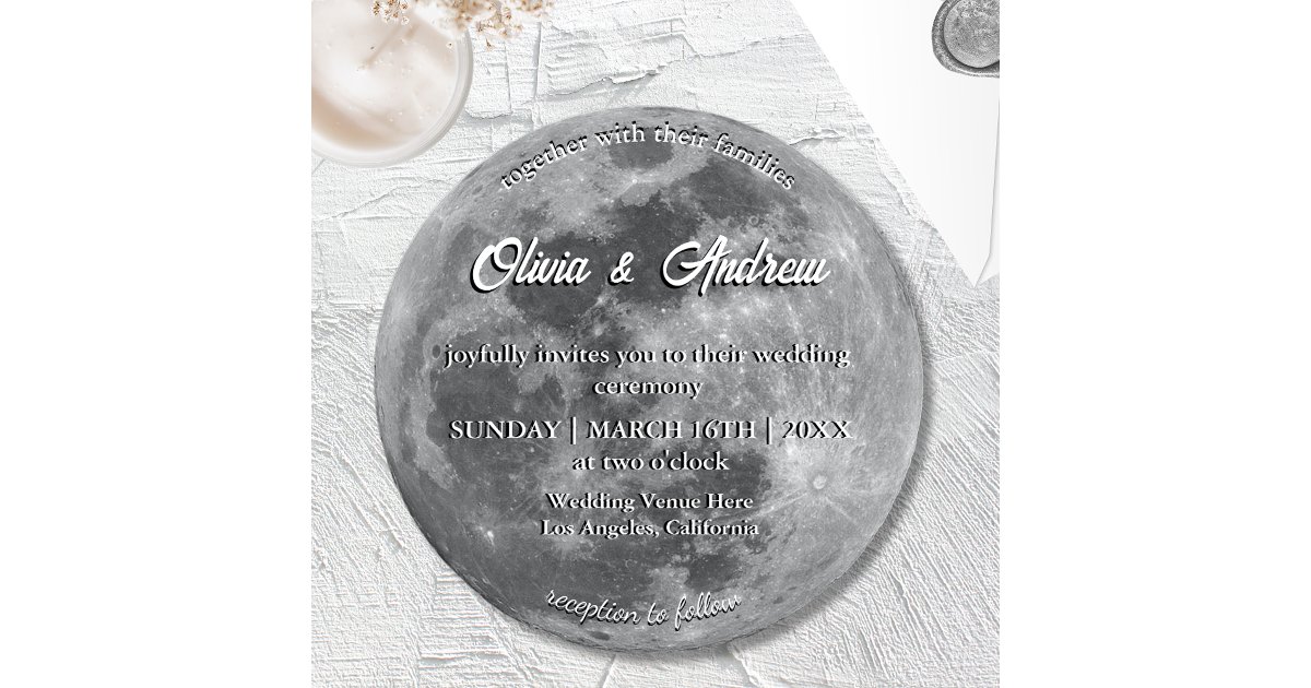 Modern Full Moon Weeding Invitation | Zazzle
