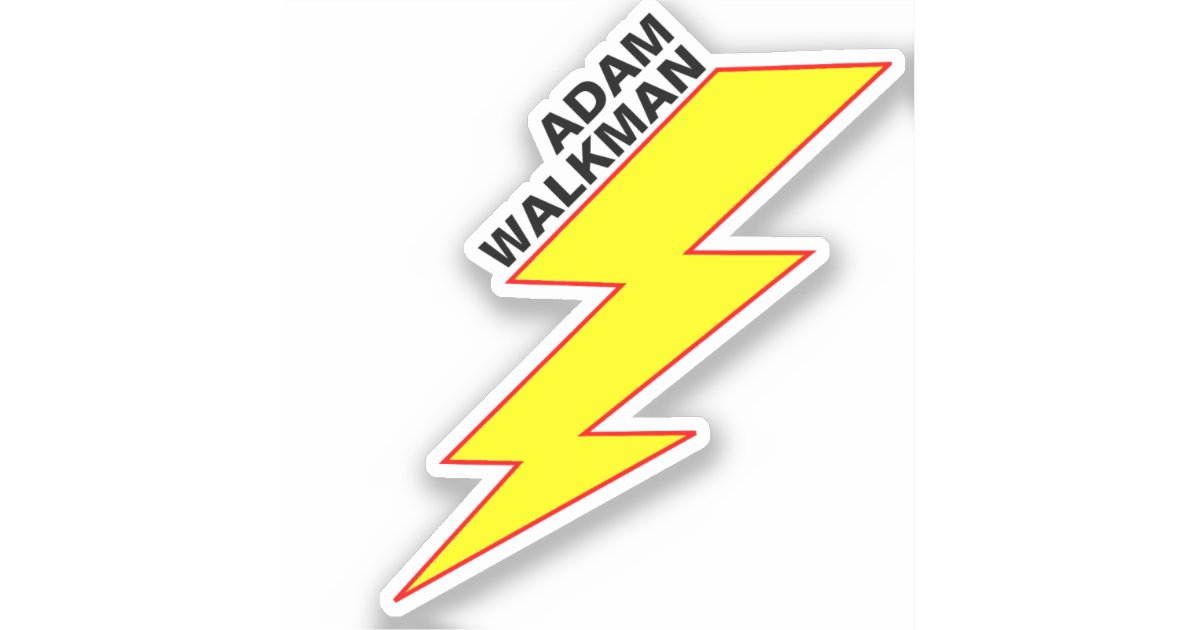 Modern Full Name (Lightning Bolt) Waterproof Sticker | Zazzle