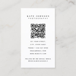 Modern Full Photo Vertical Photography QR Code Business Card | Zazzle