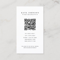 Modern Full Photo Vertical Photography QR Code Business Card | Zazzle