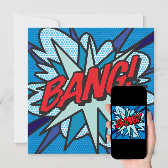 Modern Fun Colorful Comic Book Bang Invitation | Zazzle