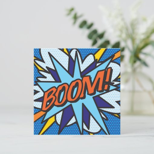 Modern Fun Colorful Comic Book BOOM Invitation | Zazzle