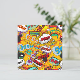 Modern Fun Colorful Comic Book Shout Outs Invitation | Zazzle