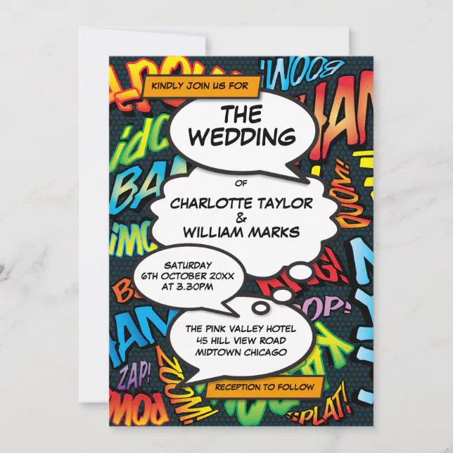Modern Fun Comic Book All In One Wedding Invitation | Zazzle