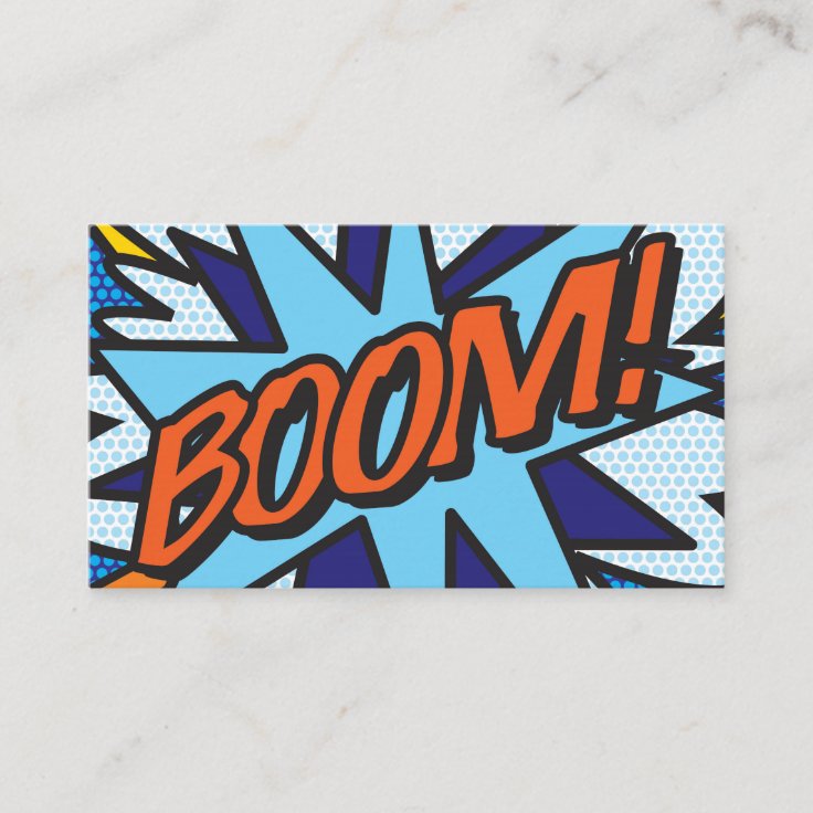 Modern Fun Comic Book BOOM Business Card | Zazzle
