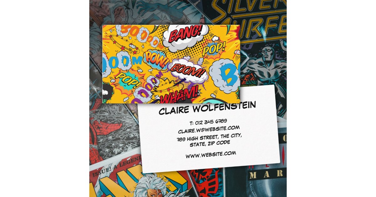 Modern Fun Comic Book Colorful Trendy Business Card | Zazzle