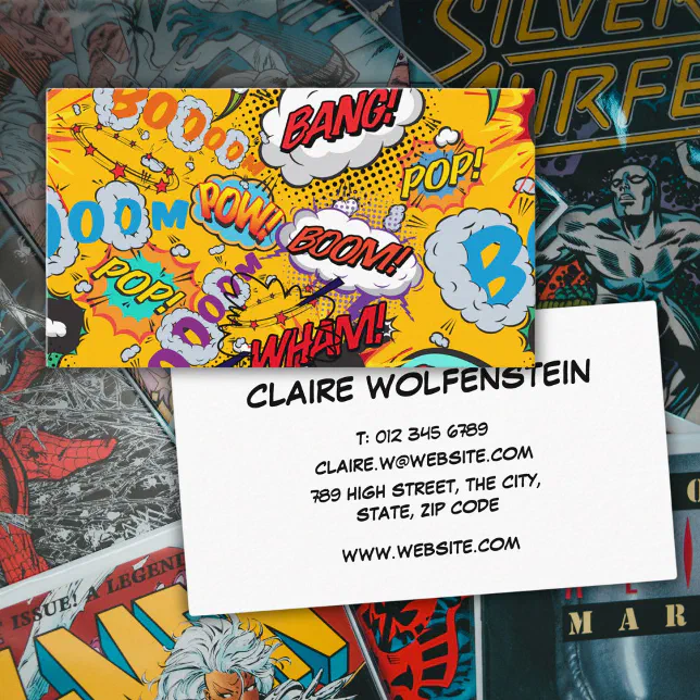 Modern Fun Comic Book Colorful Trendy Business Card | Zazzle