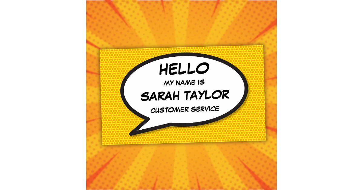 Modern Fun Comic Book Speech Bubble Name Tag | Zazzle