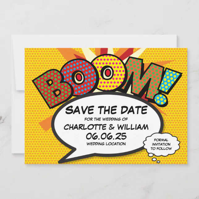 Modern Fun Comic Book Wedding Save The Date | Zazzle