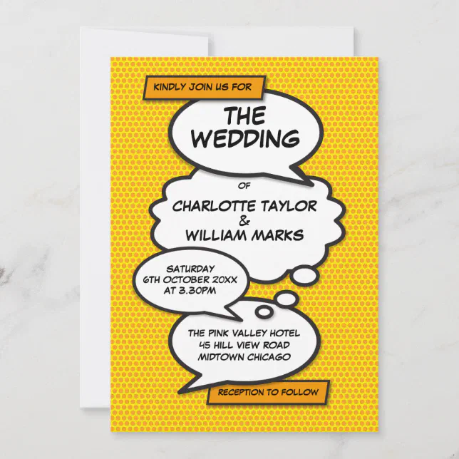 Modern Fun Designer Comic Book Wedding Invitation | Zazzle