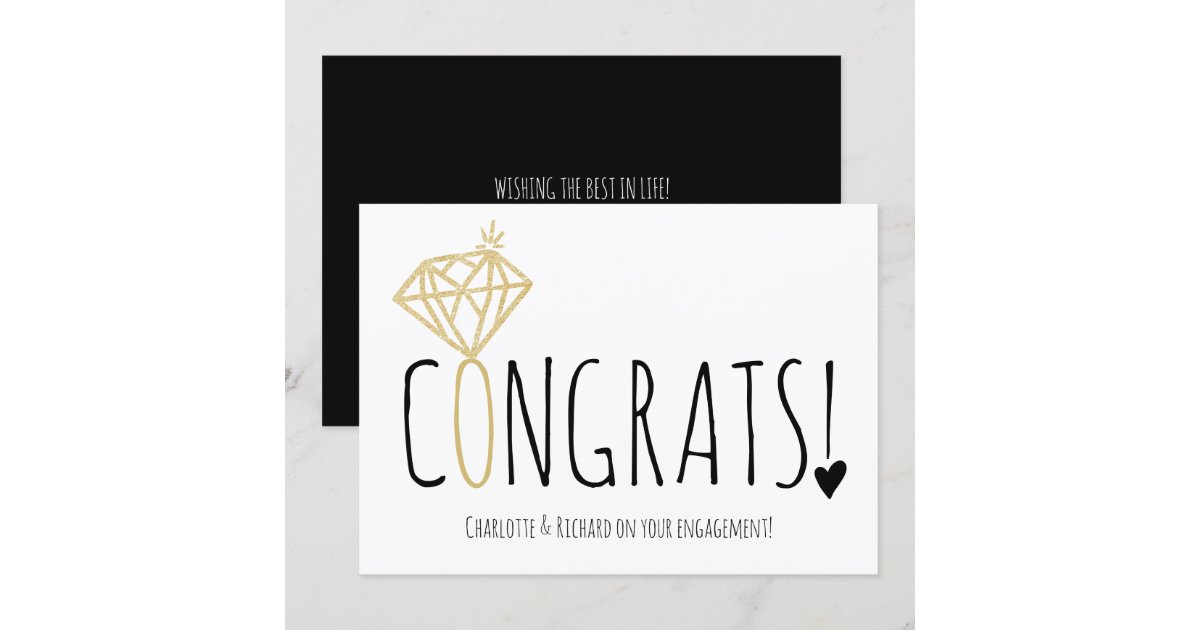 Modern fun gold diamond congrats engagement card | Zazzle