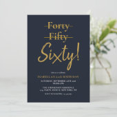 Modern Fun Sixty Navy Blue Gold 60th Birthday Invitation | Zazzle