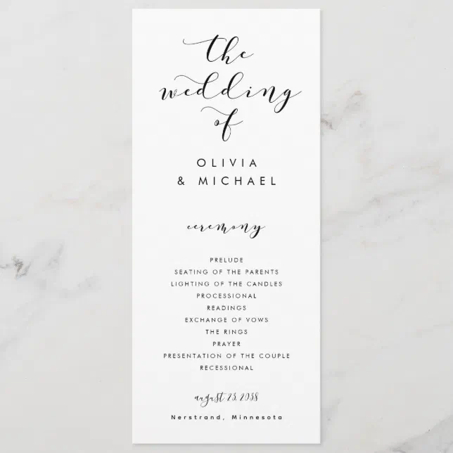 Modern Fun Swirls Calligraphy Wedding Programs | Zazzle
