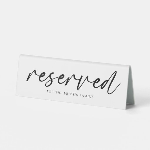 Modern Fun Wedding Reserved Table Tent Sign | Zazzle