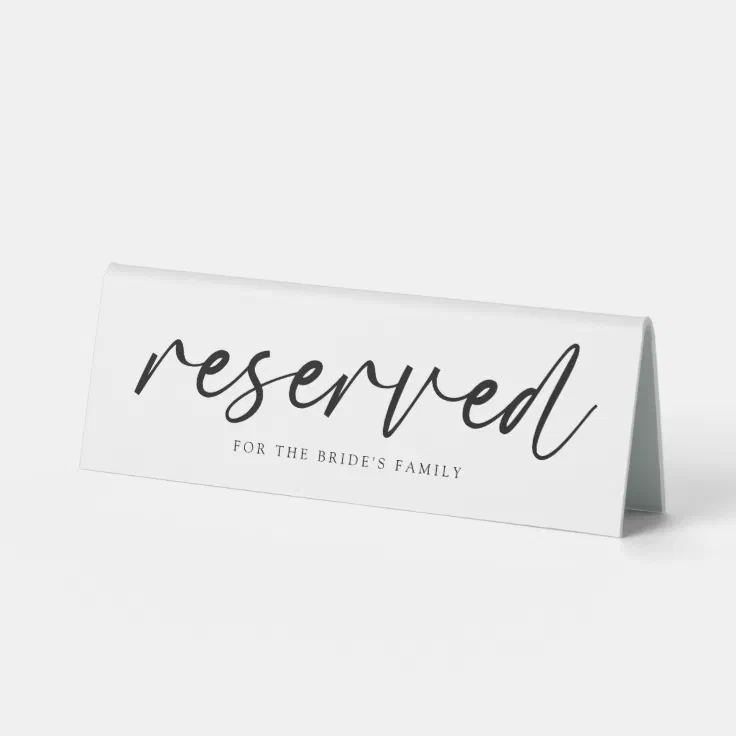 Modern Fun Wedding Reserved Table Tent Sign | Zazzle